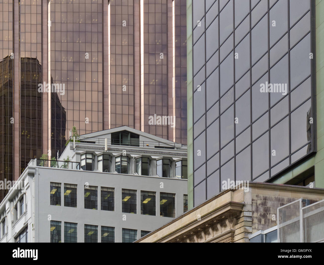 Modern cityscape glass-walled building facades Stock Photo - Alamy