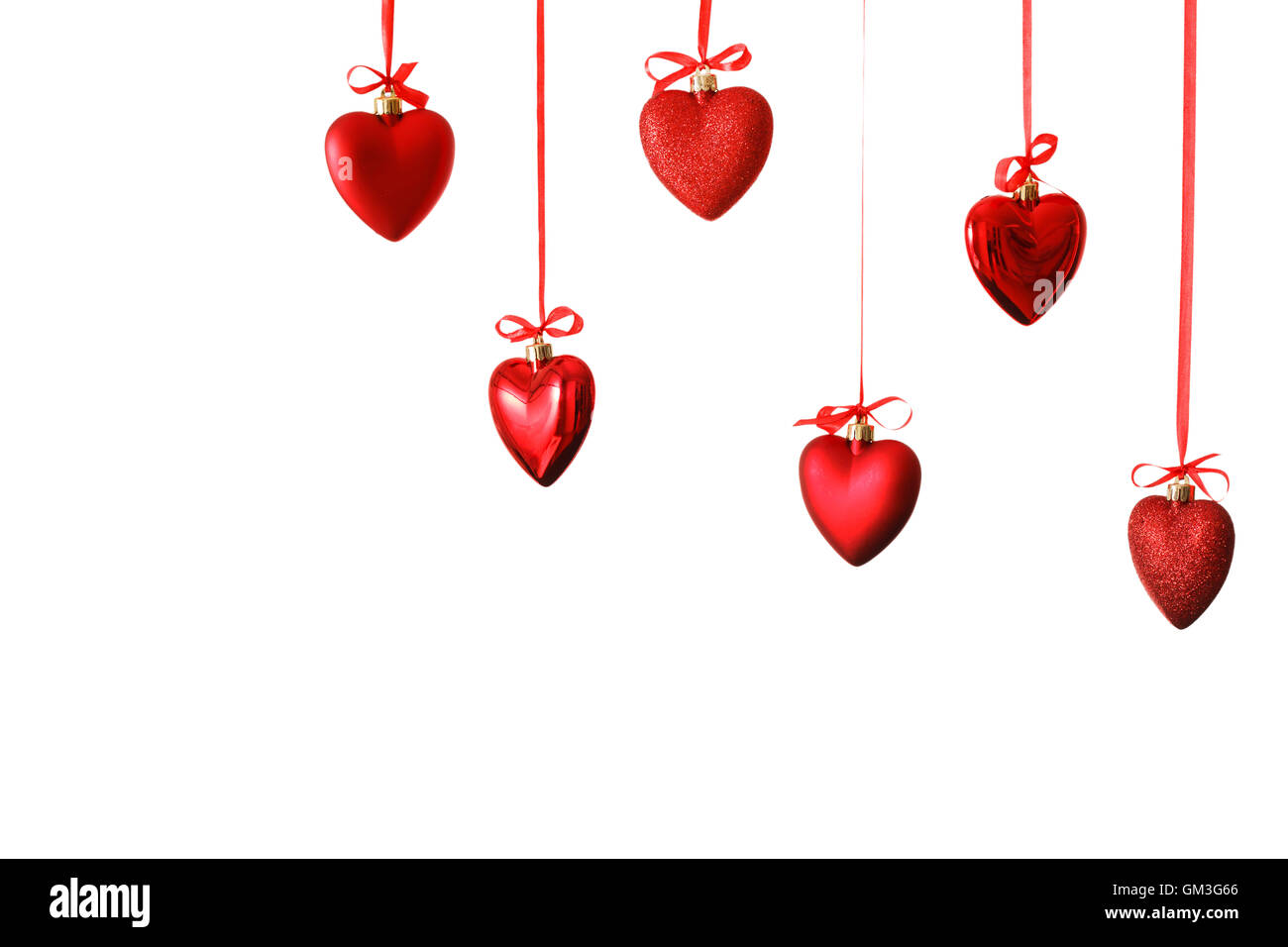 red hearts on ribbon Stock Photo - Alamy