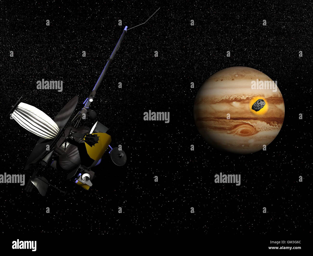 Galileo observing comet Shoemaker-Levy 9 crashing into Jupiter Stock ...