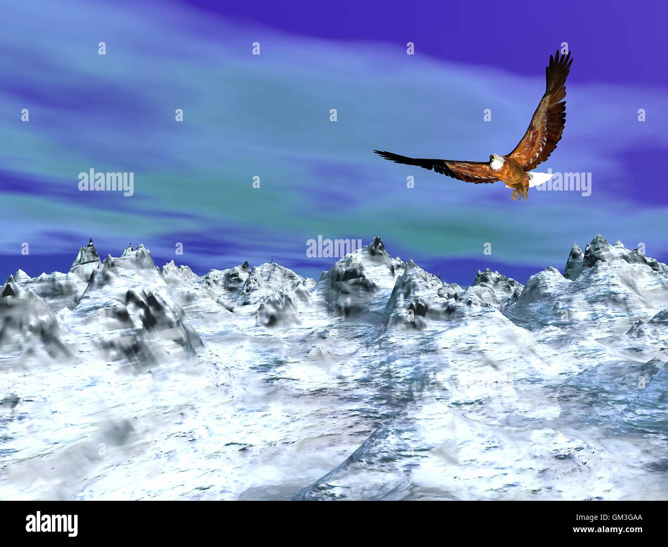 Eagle with snowy background hi-res stock photography and images - Alamy
