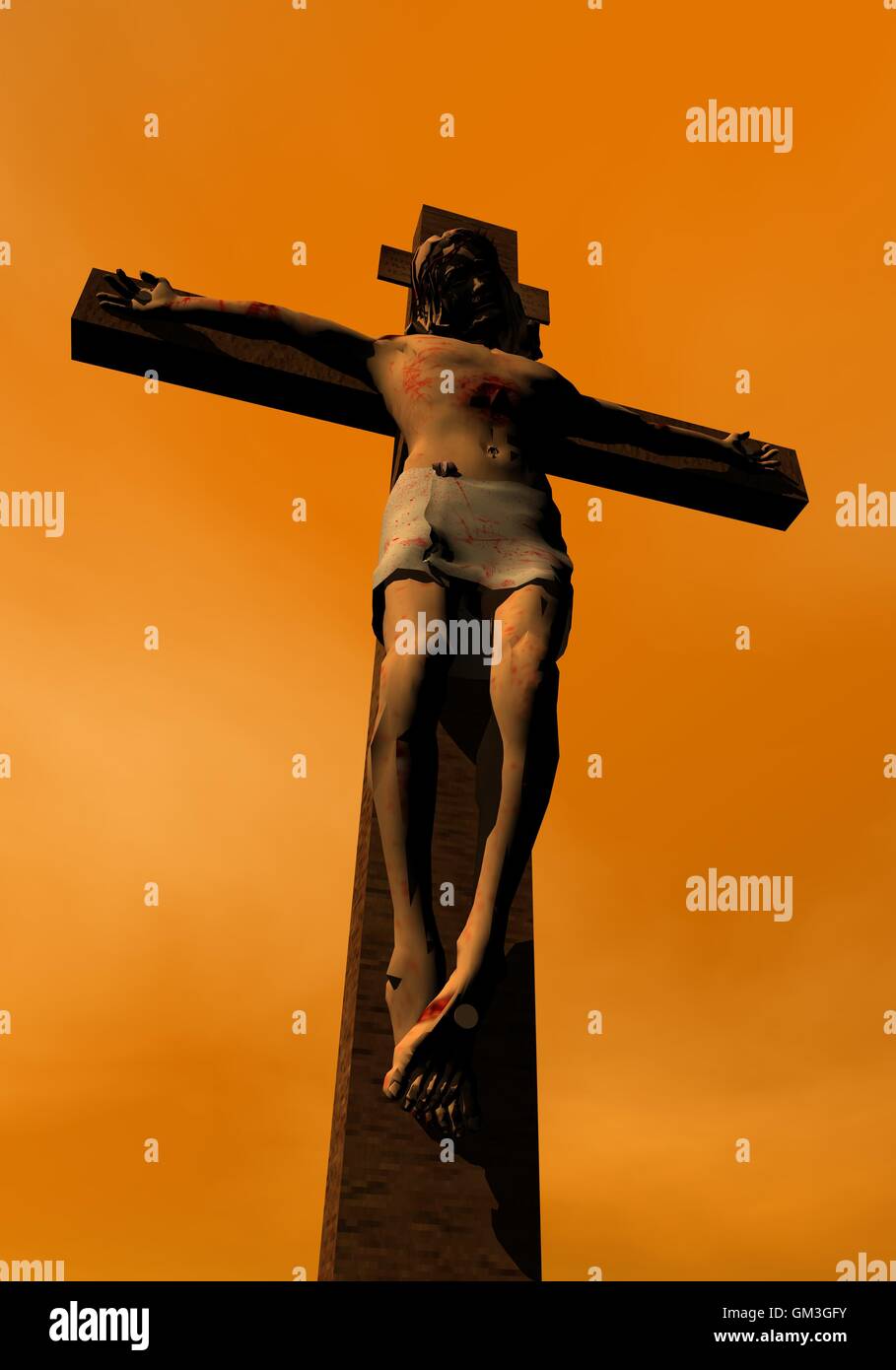 Jesus-Christ on the cross - 3D render Stock Photo - Alamy