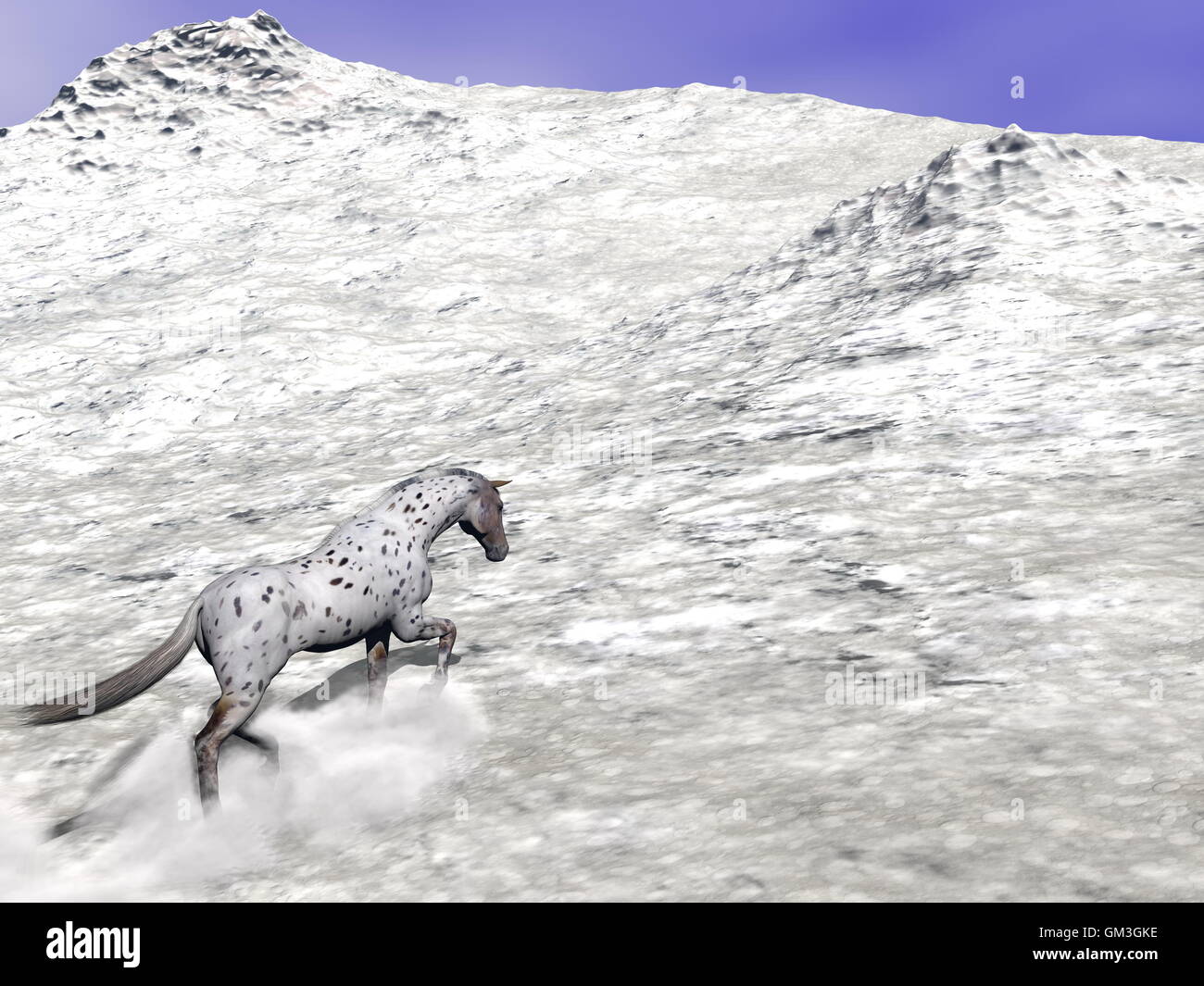 Horse climbing the mountain - 3D render Stock Photo - Alamy