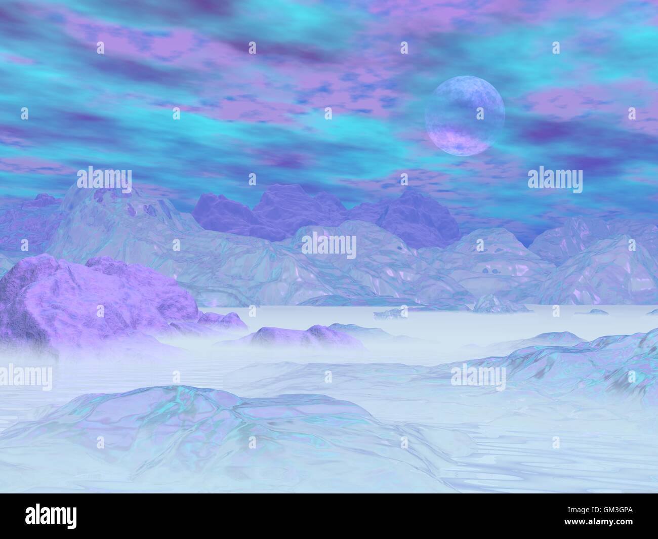 Colorful icebergs - 3D render Stock Photo - Alamy