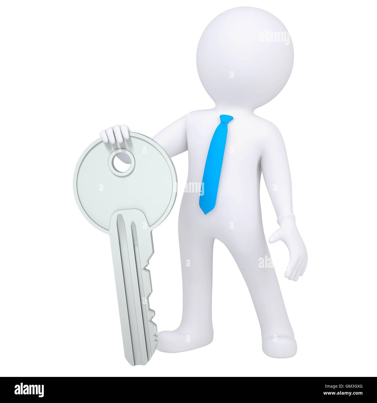 3d white man holding metal key Stock Photo - Alamy