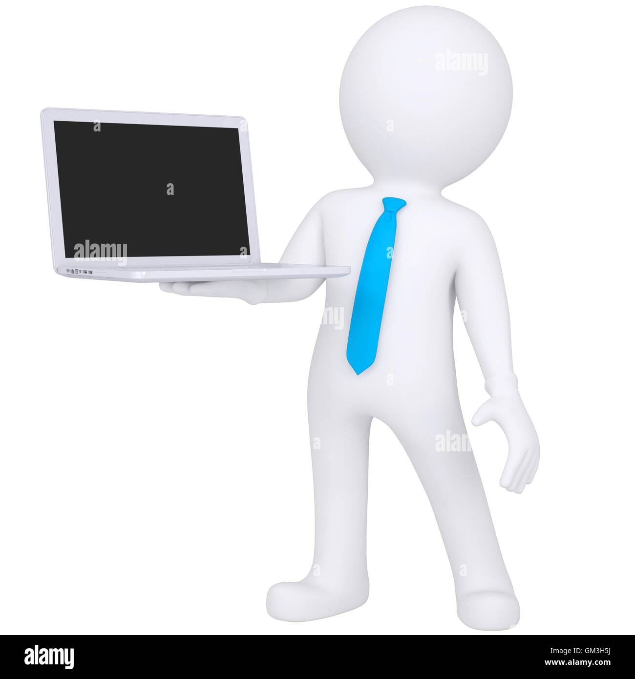 3d white man standing with a laptop Stock Photo - Alamy
