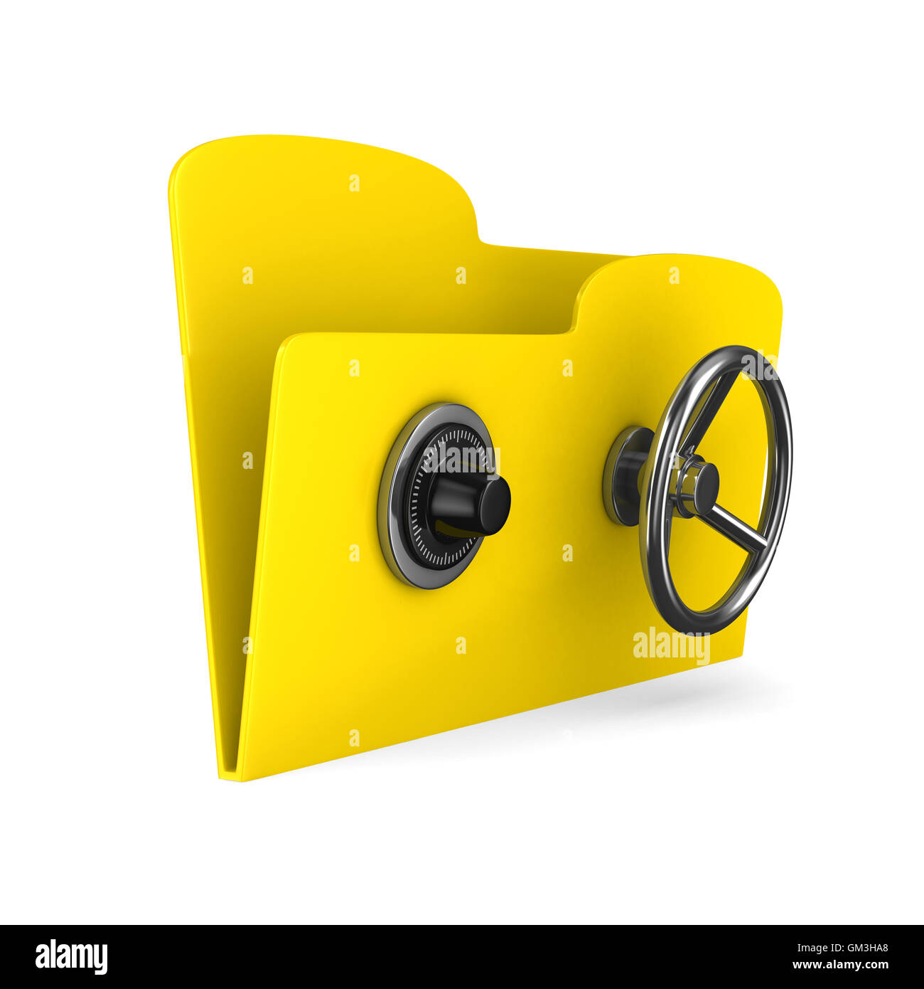 Yellow computer folder with lock. Isolated 3d image Stock Photo - Alamy