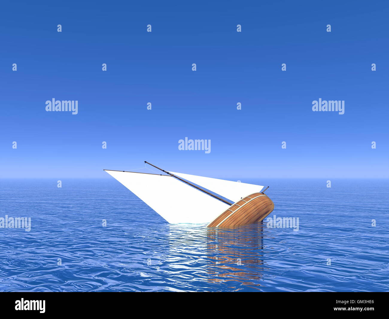 Sinking boat - 3D render Stock Photo - Alamy