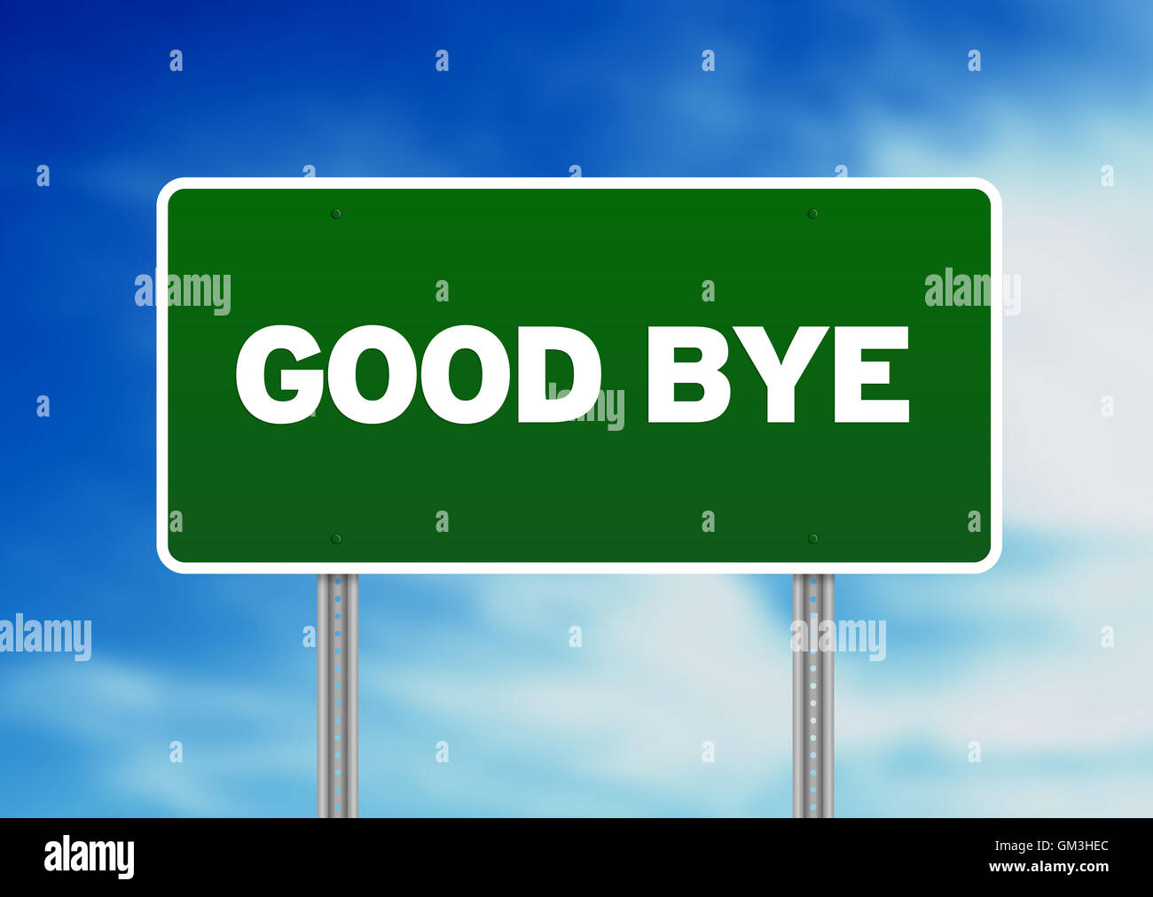 Green Road Sign Good bye Stock Photo - Alamy