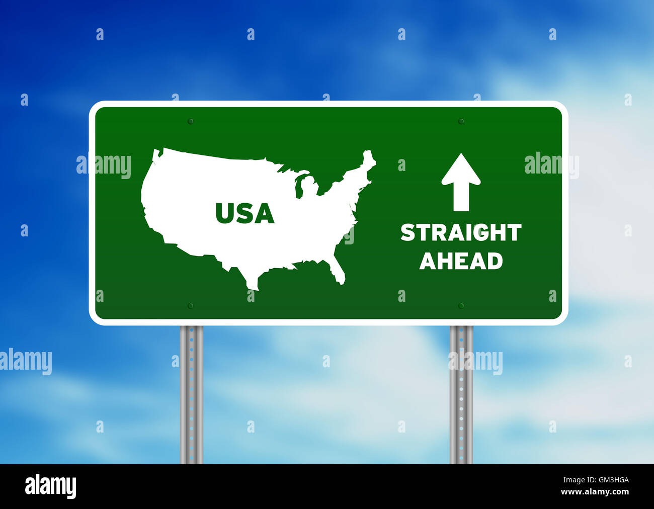 USA Green Highway Sign Stock Photo - Alamy