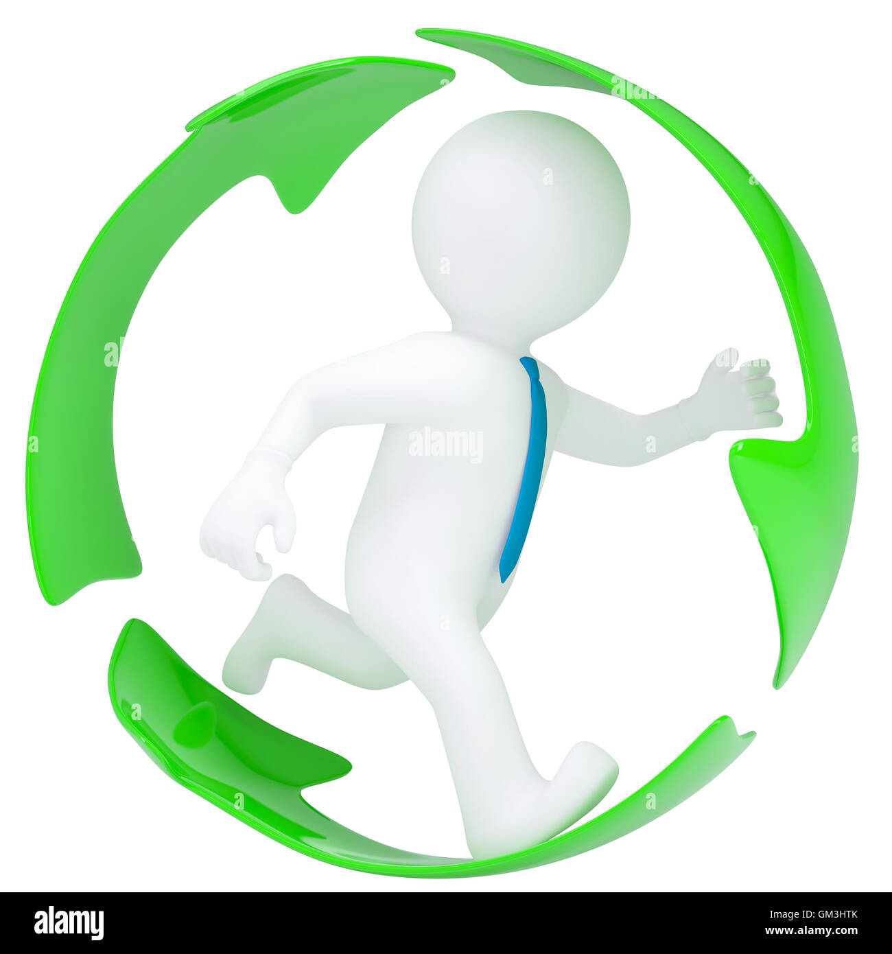 3d white man running on the arrows Stock Photo - Alamy