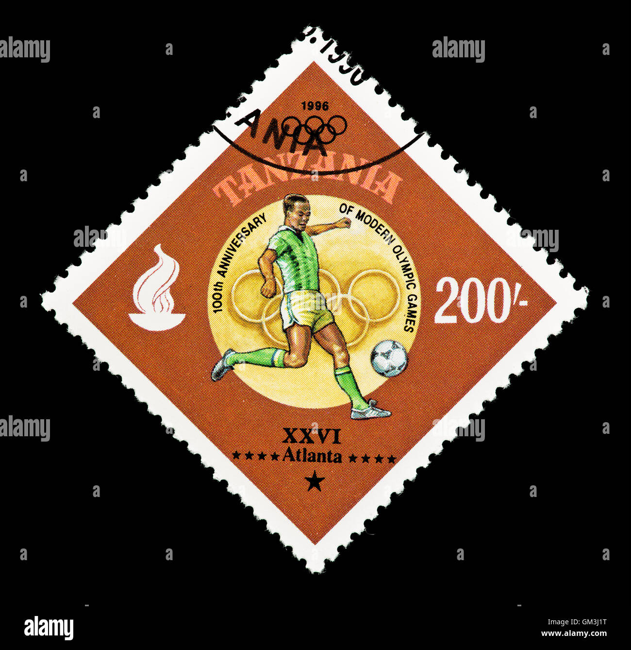 Postage stamp from Tanzania depicting a football player (soccer ...