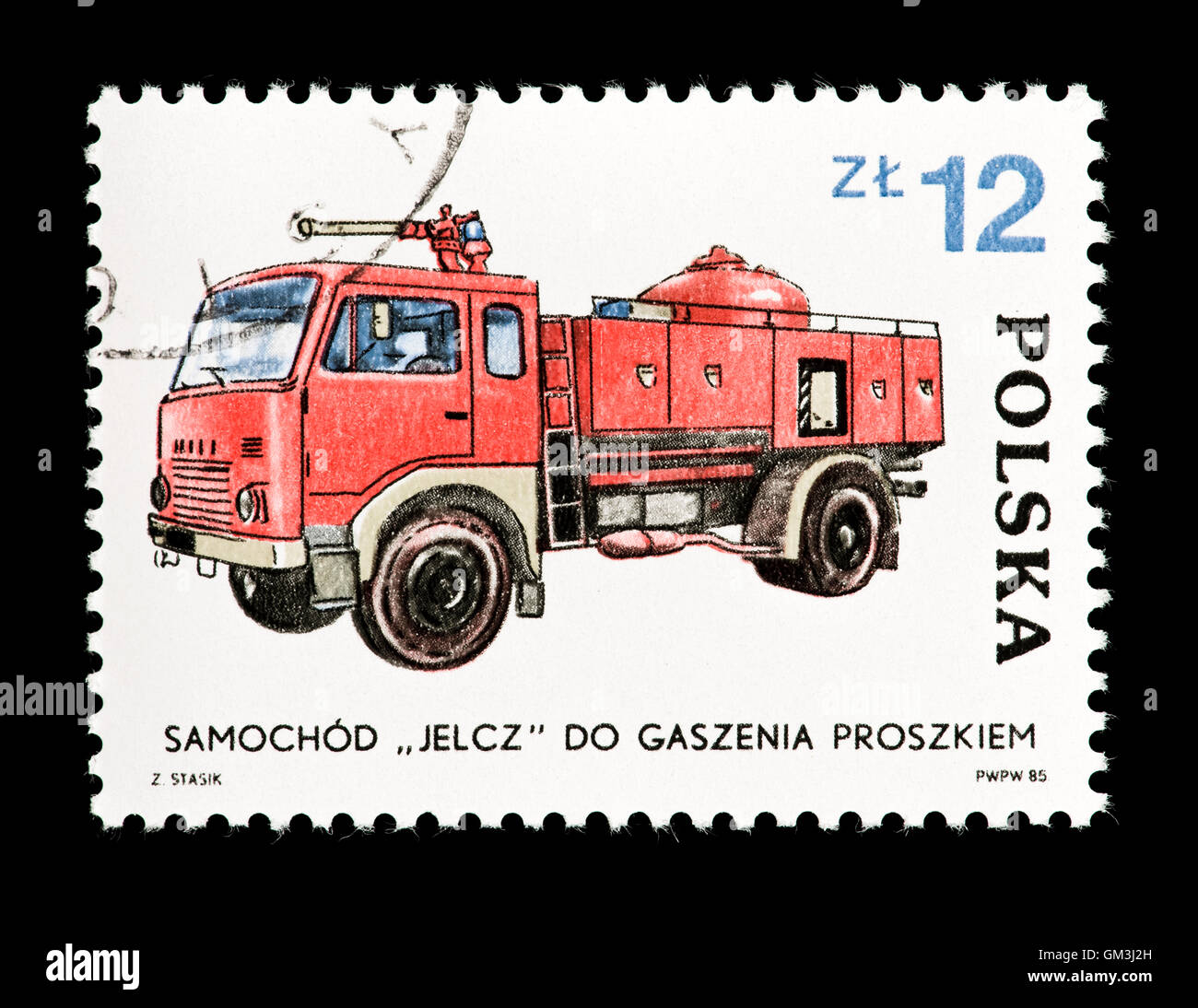 POstage stamp from Poland depicting a Jelcz 315 fire engine Stock Photo ...