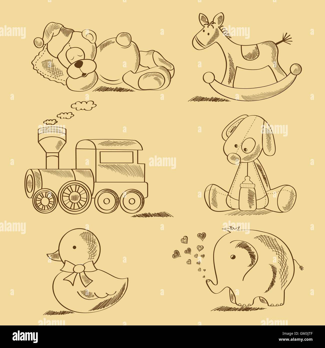 hand drawn toys Stock Vector Image & Art - Alamy