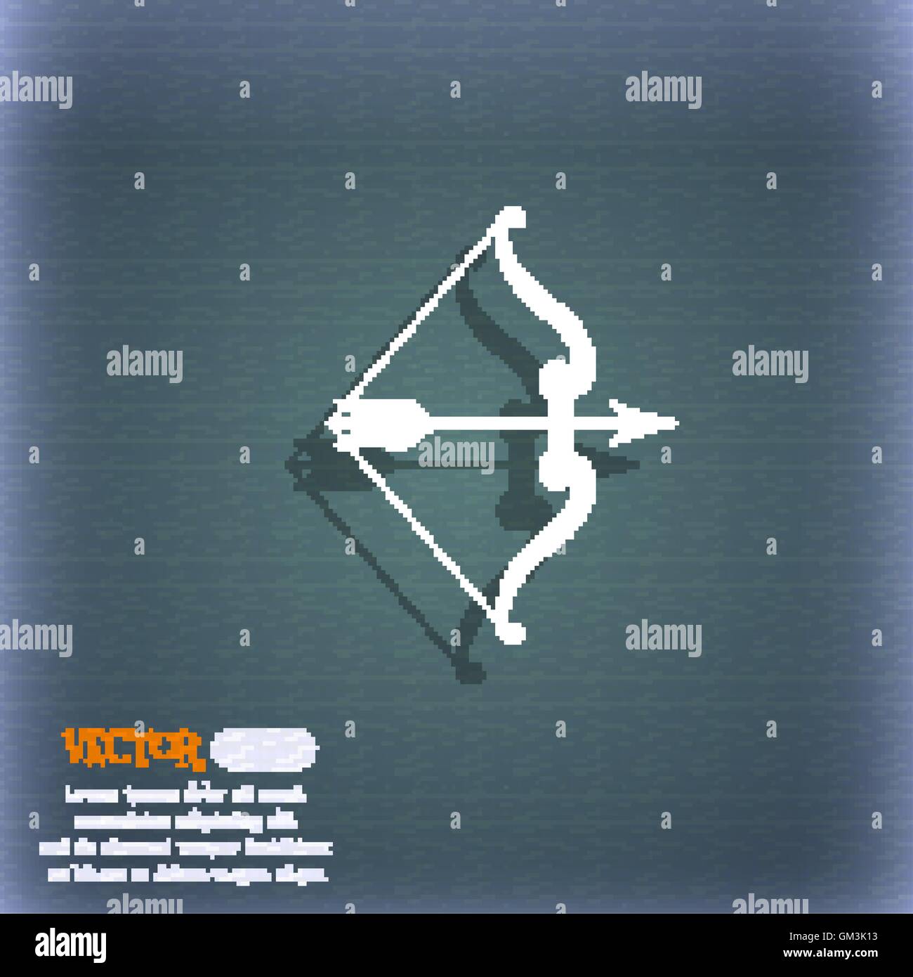 bow and arrow icon symbol on the blue-green abstract background with ...