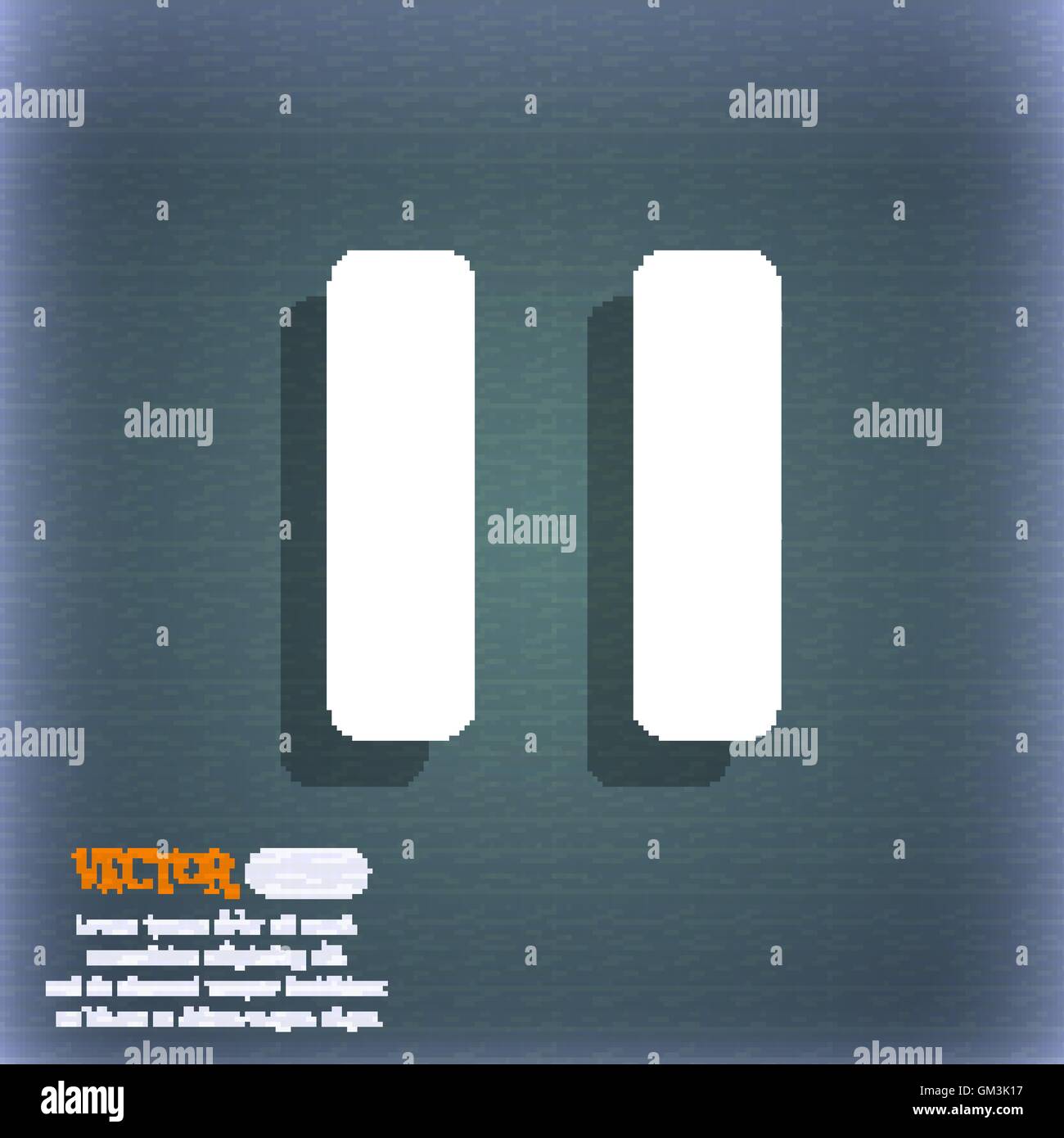 pause icon symbol on the blue-green abstract background with shadow and ...