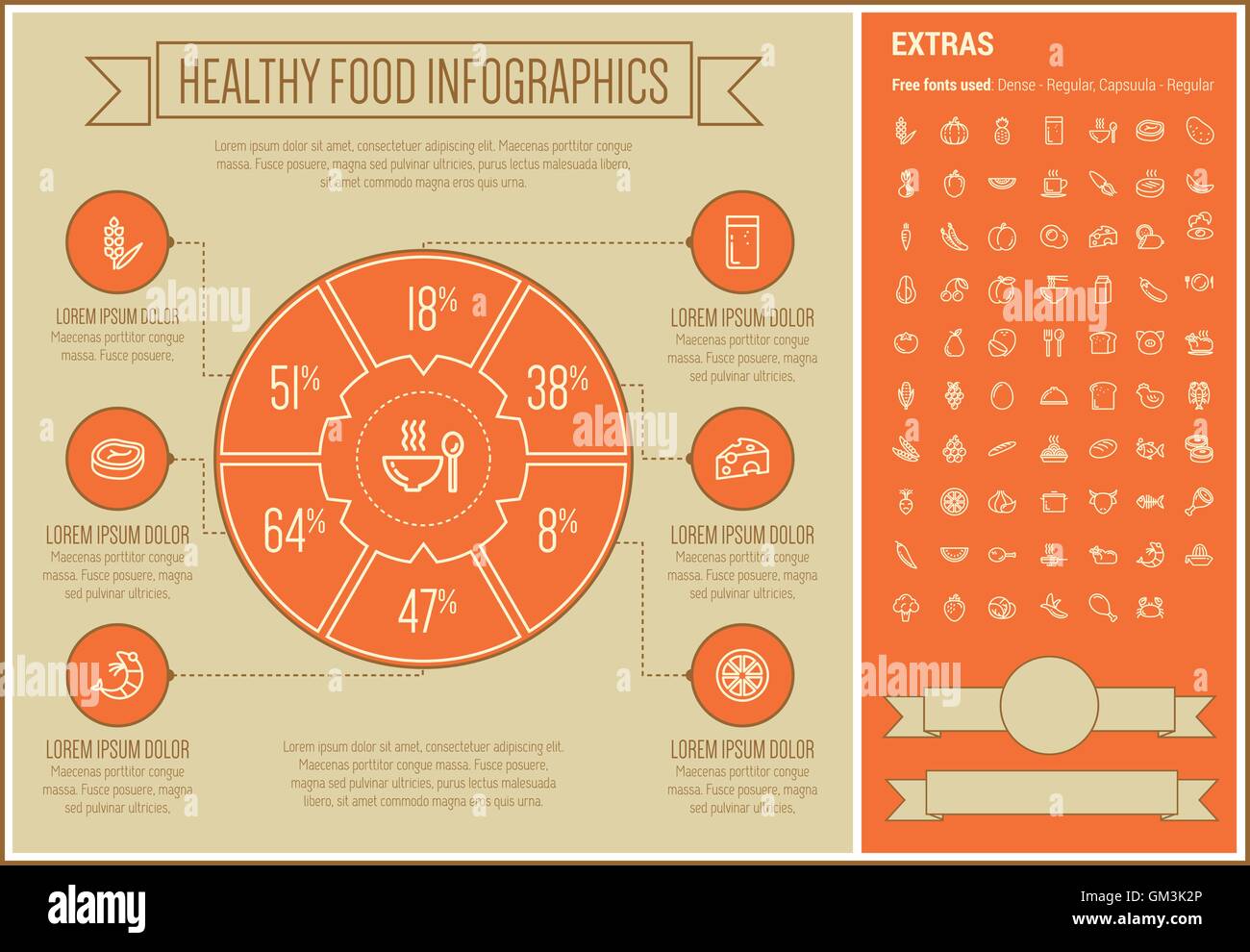 Healthy Food Line Design Infographic Template Stock Vector Image & Art ...
