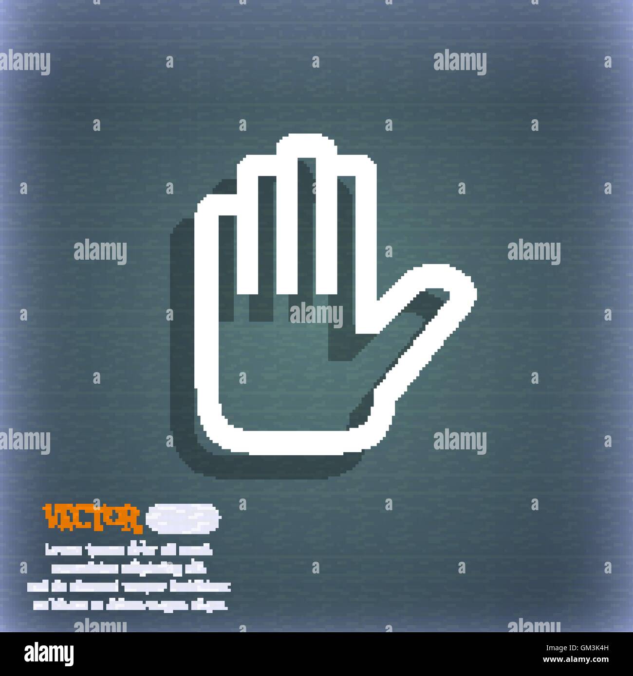 Hand print, Stop icon symbol on the blue-green abstract background with ...