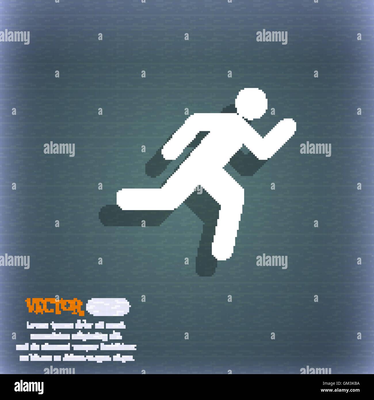 running man icon symbol on the blue-green abstract background with ...