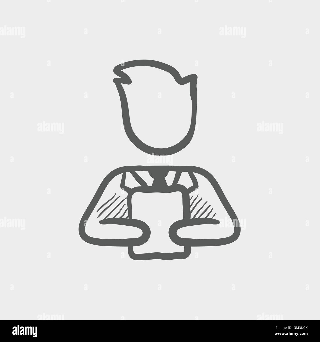 Man holding touchscreen tablet sketch icon Stock Vector Image & Art - Alamy