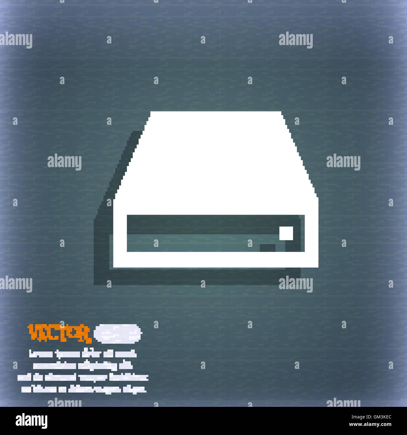 CD-ROM icon symbol on the blue-green abstract background with shadow ...