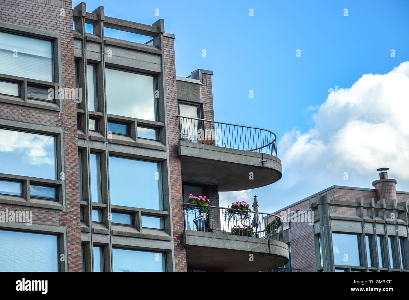 Condo buildings with balconies in Montreal downtown Stock Photo - Alamy