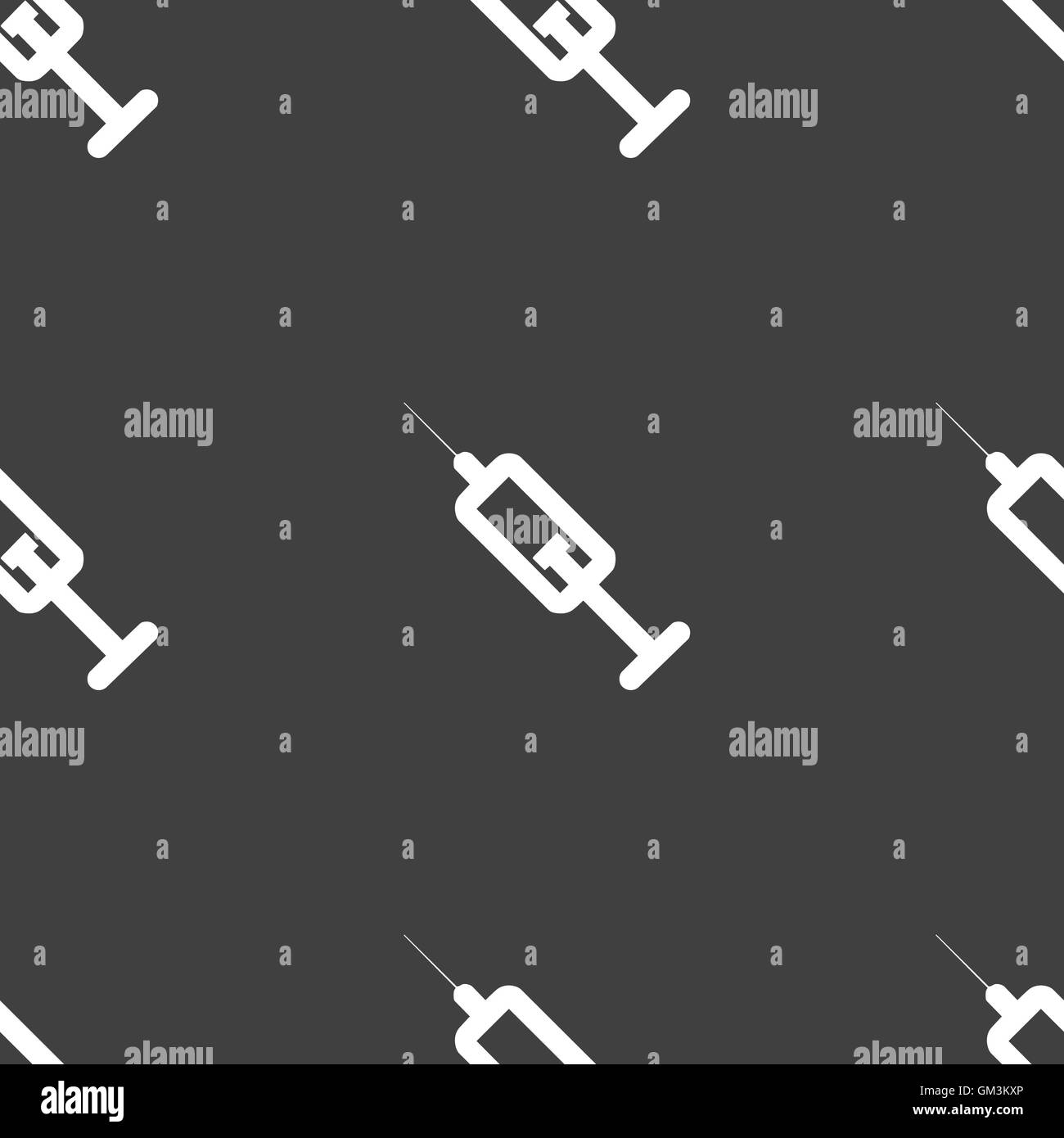 syringe icon sign. Seamless pattern on a gray background. Vector Stock ...