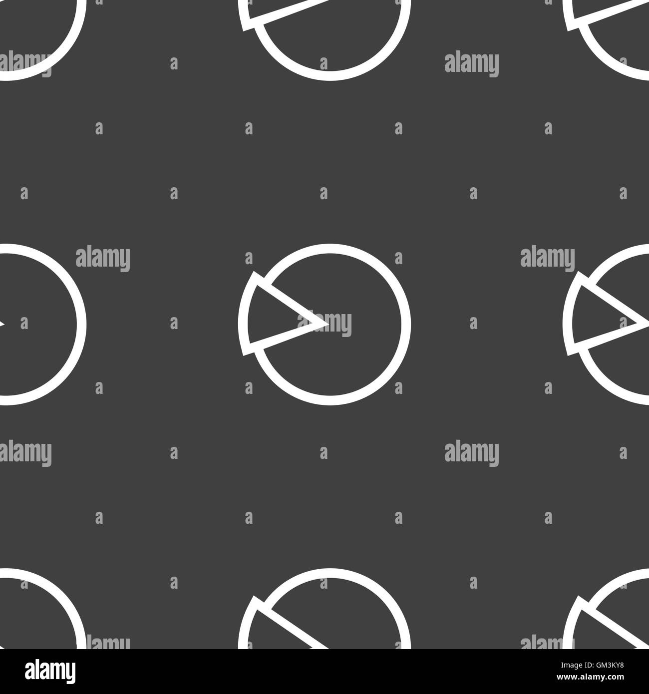 Pie chart graph icon sign. Seamless pattern on a gray background ...
