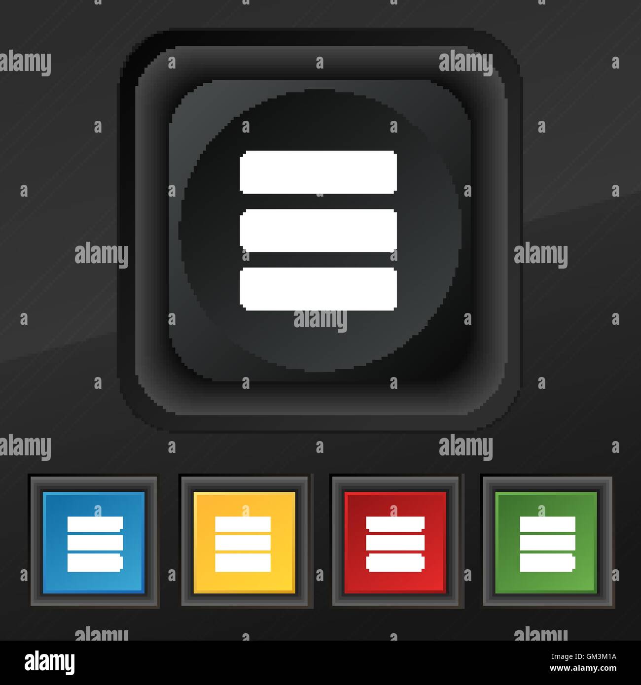List menu, Content view options icon symbol. Set of five colorful ...