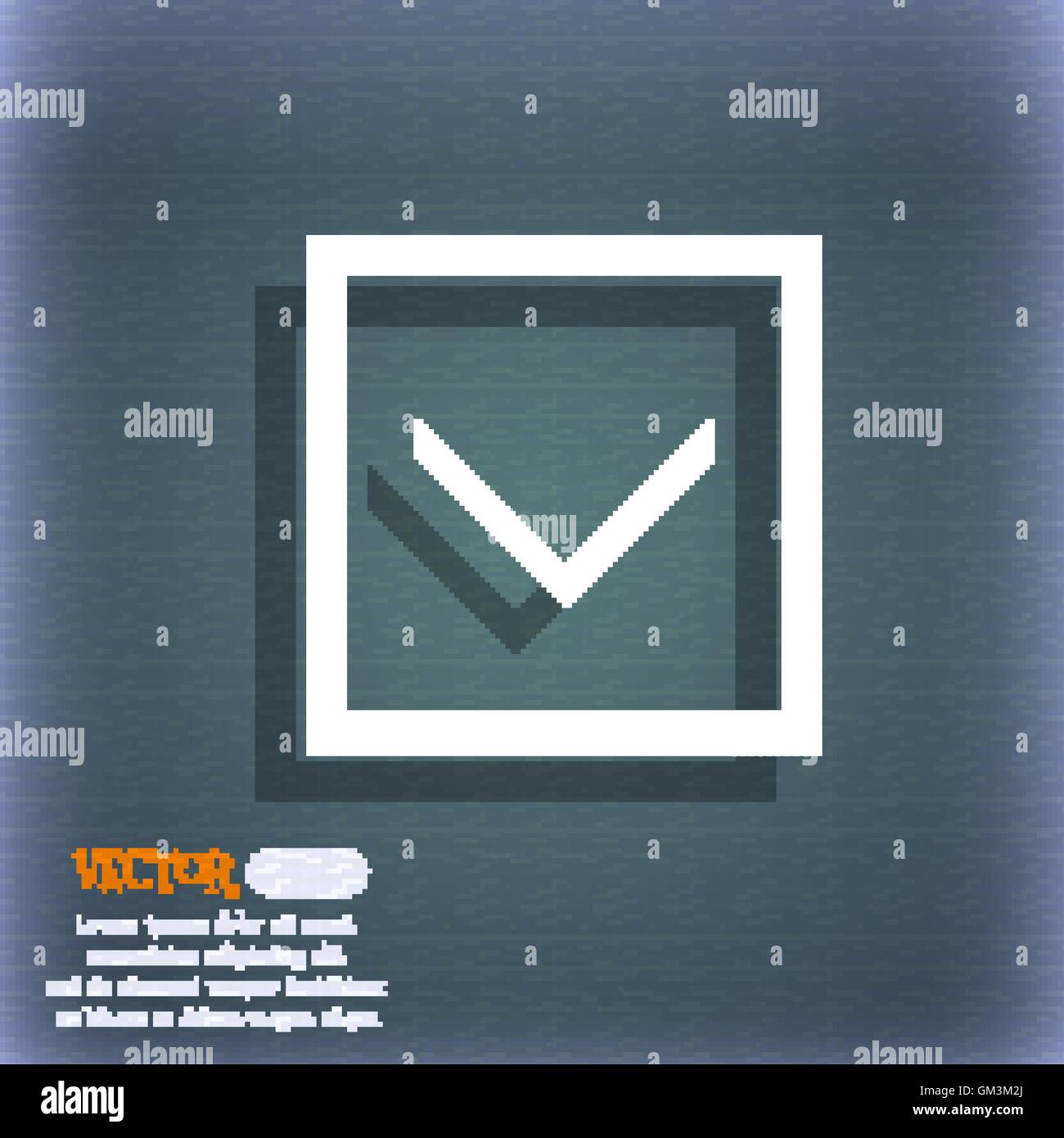 Arrow down, Download, Load, Backup icon symbol on the blue-green abstract background with shadow ...