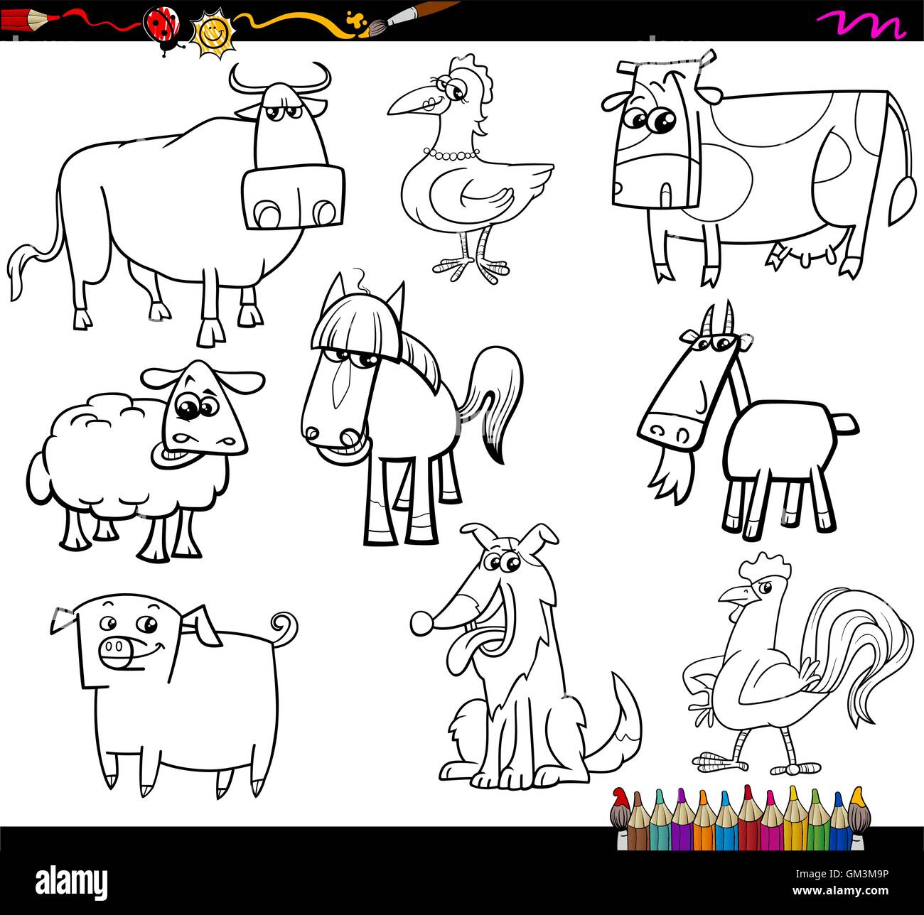 farm animals coloring bookd set Stock Vector Image & Art - Alamy
