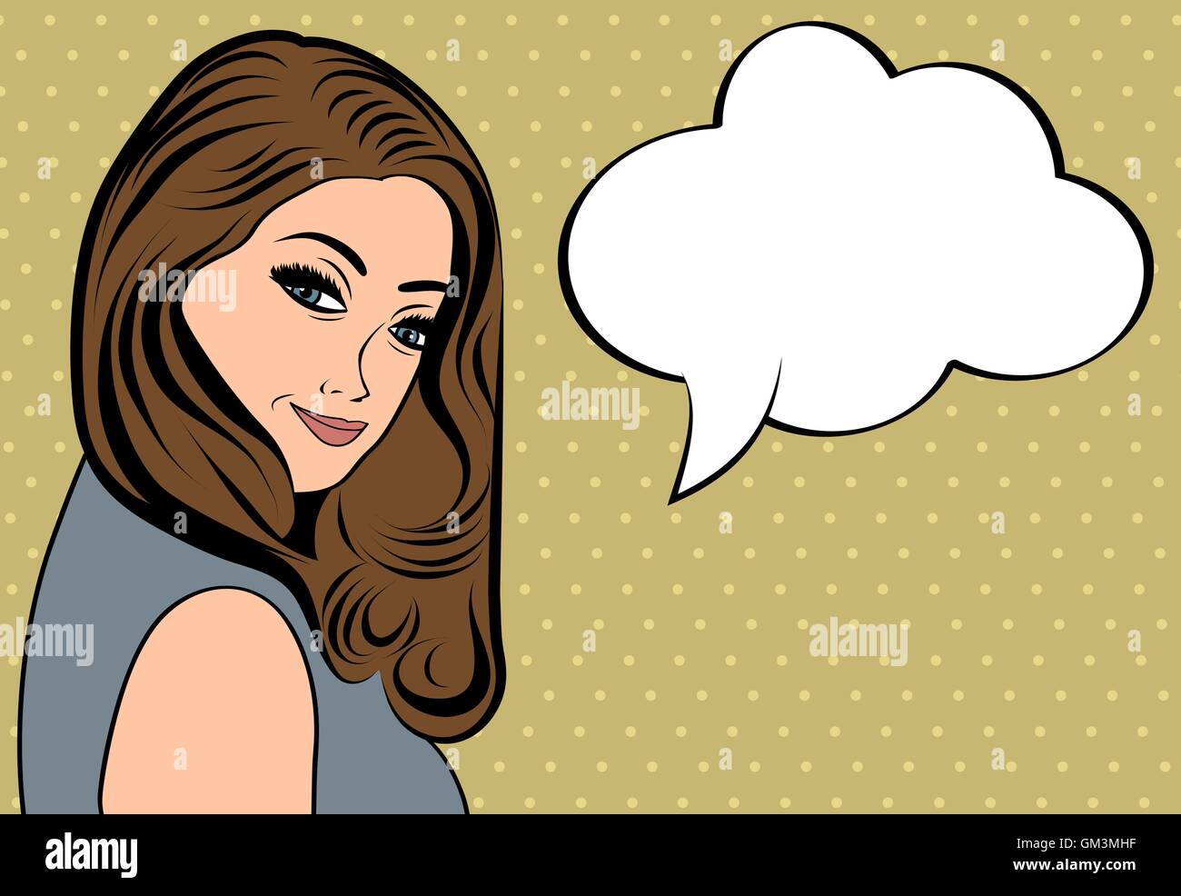 cute retro woman in comics style with message Stock Vector Image & Art ...