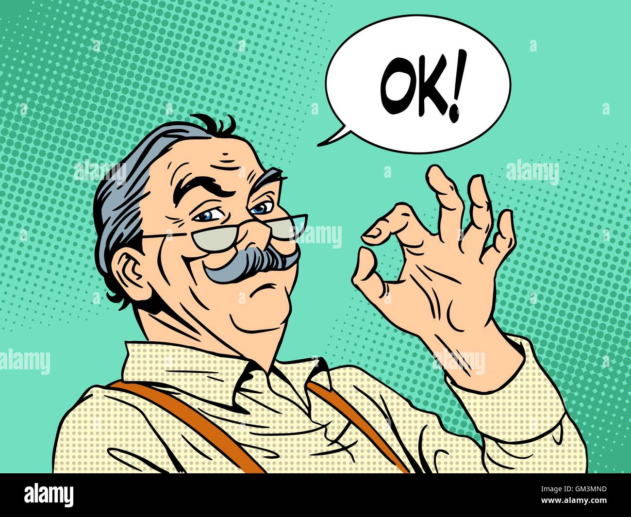 Grandpa gesture okay old man approval experience success Stock Vector ...