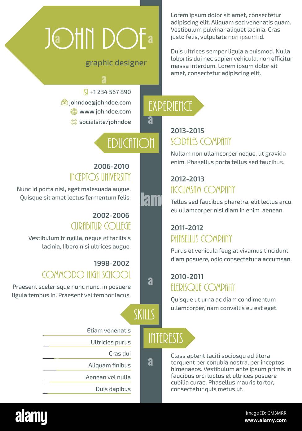 Curriculum vitae resume arrows Stock Vector Images - Alamy