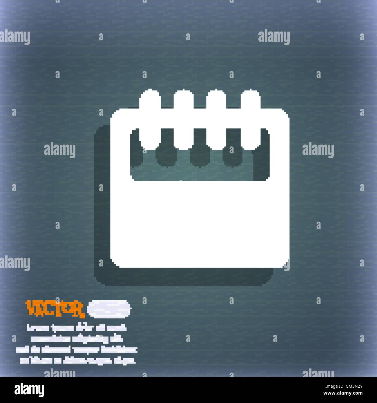 Notepad, calendar icon symbol on the blue-green abstract background ...