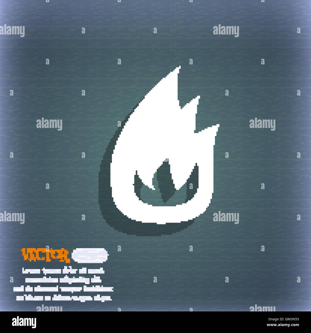 Fire flame icon symbol on the blue-green abstract background with ...