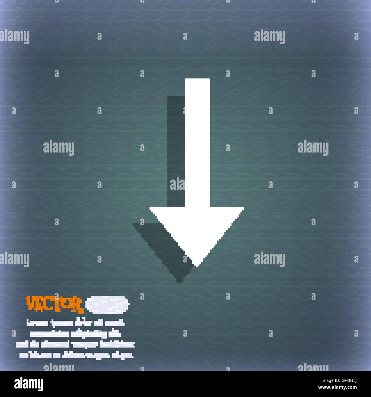 Arrow down, Download, Load, Backup icon symbol on the blue-green abstract background with shadow ...