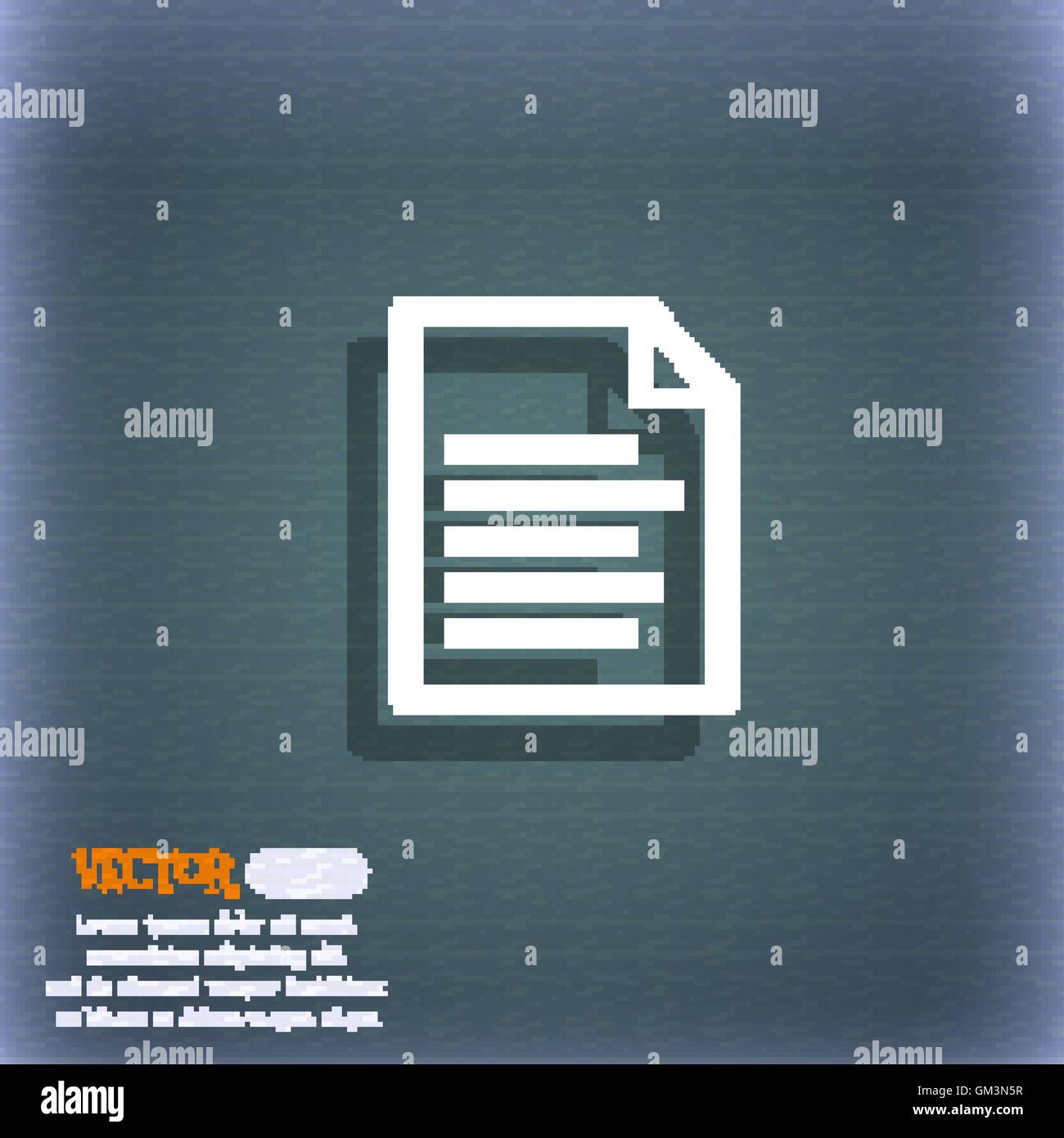 Text file icon symbol on the blue-green abstract background with shadow ...