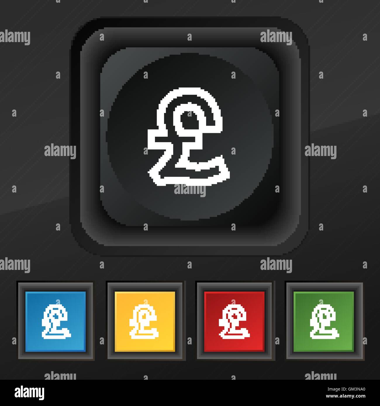 Pound Sterling icon symbol. Set of five colorful, stylish buttons on ...