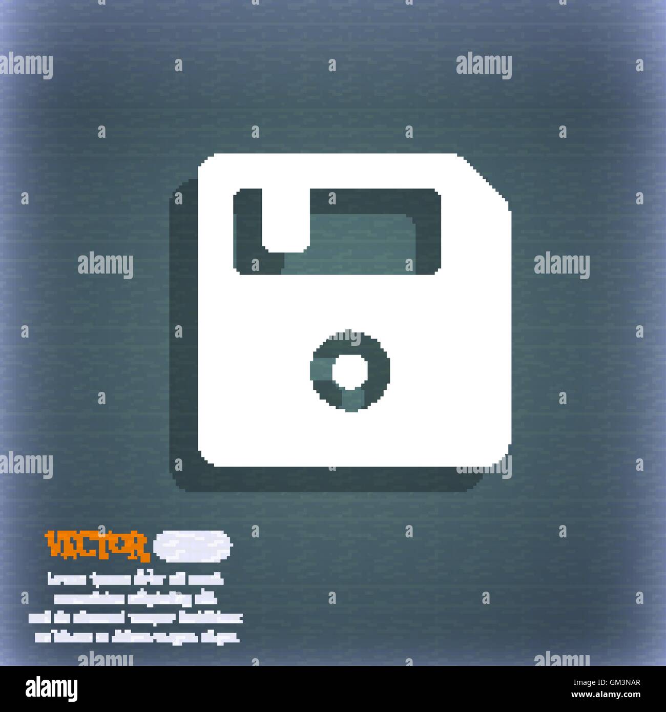 floppy icon symbol on the blue-green abstract background with shadow ...