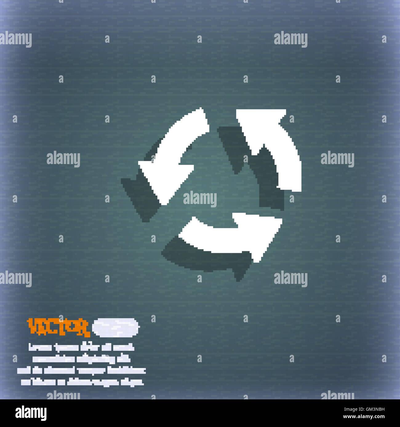 Refresh icon symbol on the blue-green abstract background with shadow ...