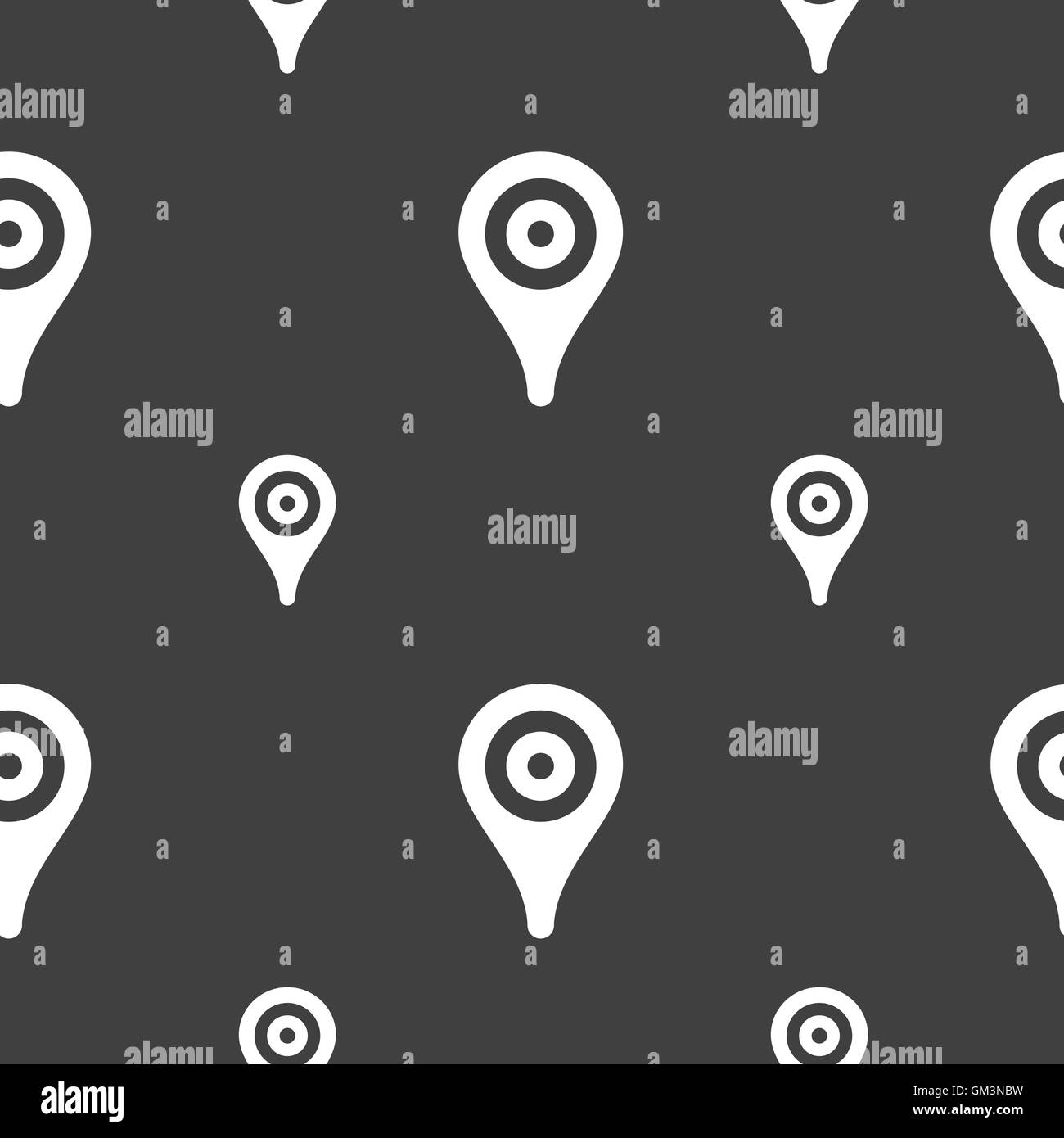 Map pointer, GPS location icon sign. Seamless pattern on a gray background. Vector Stock Vector ...