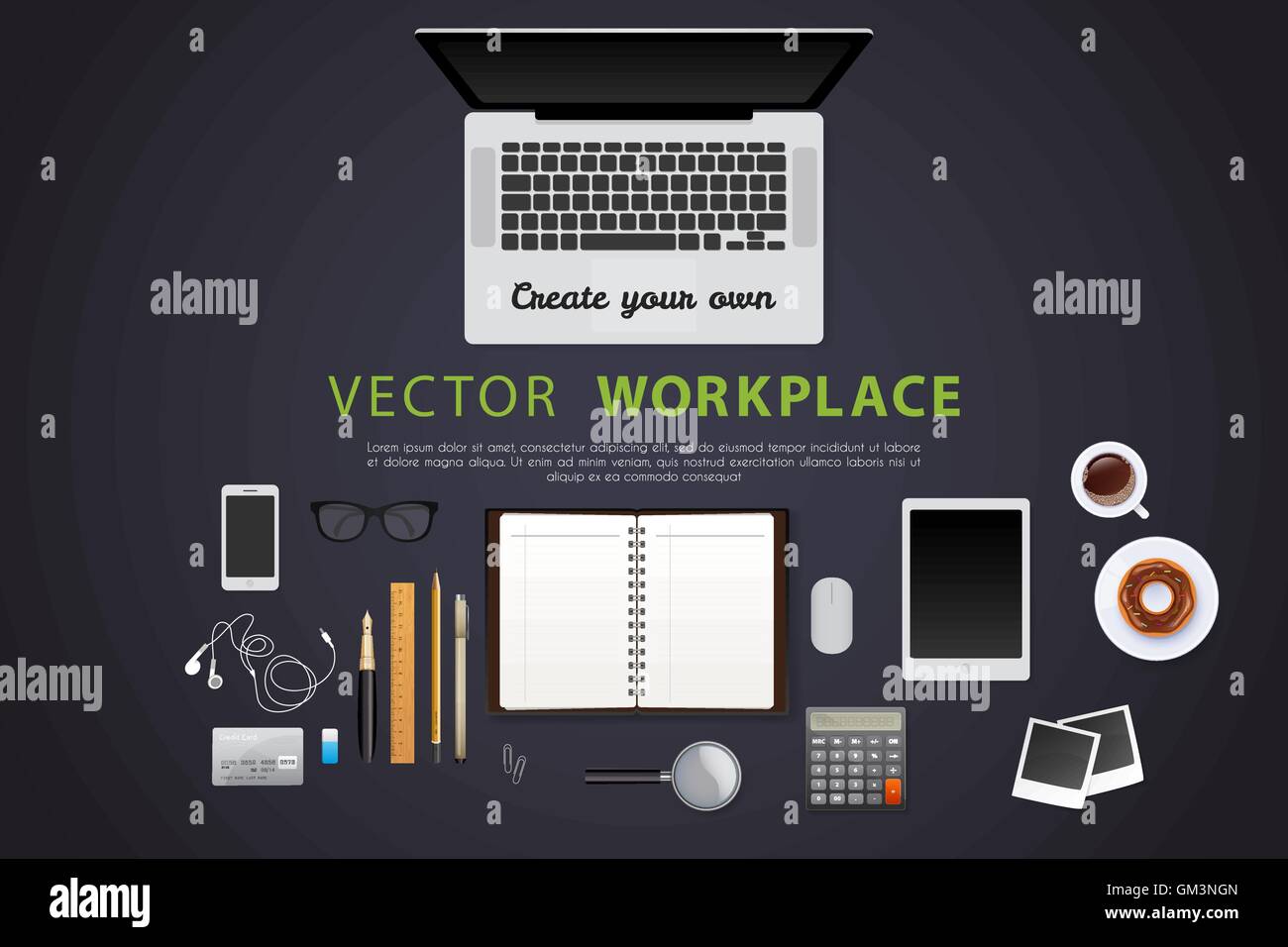 Workplace with isolated objects Stock Vector Image & Art - Alamy
