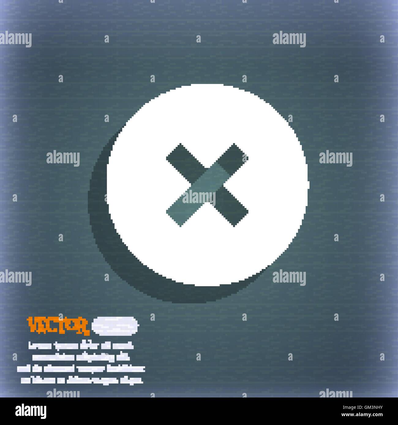 cancel icon symbol on the blue-green abstract background with shadow ...