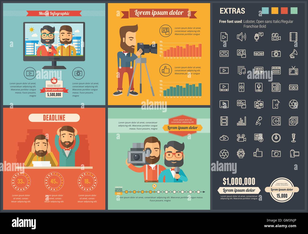 Media flat design Infographic Template Stock Vector Image & Art - Alamy