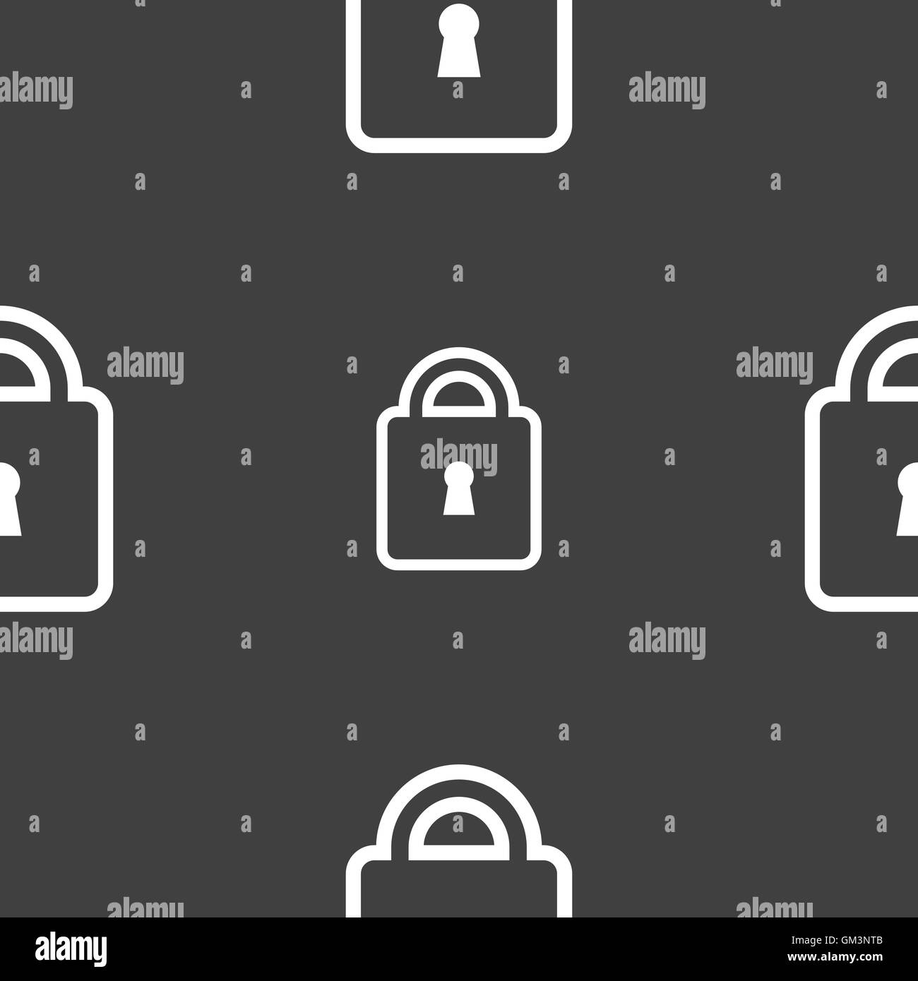 Lock icon sign. Seamless pattern on a gray background. Vector Stock ...