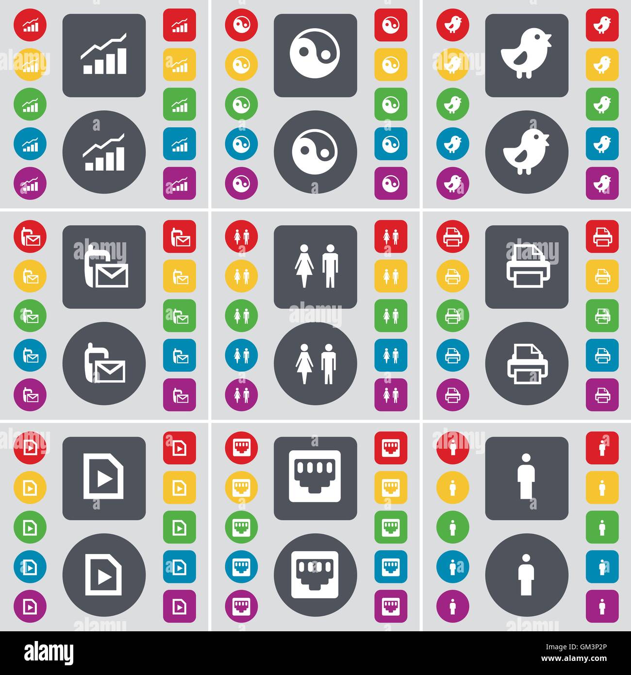 Graph, Yin-Yang, Bird, SMS, Silhouette, Printer, File, LAN socket icon ...