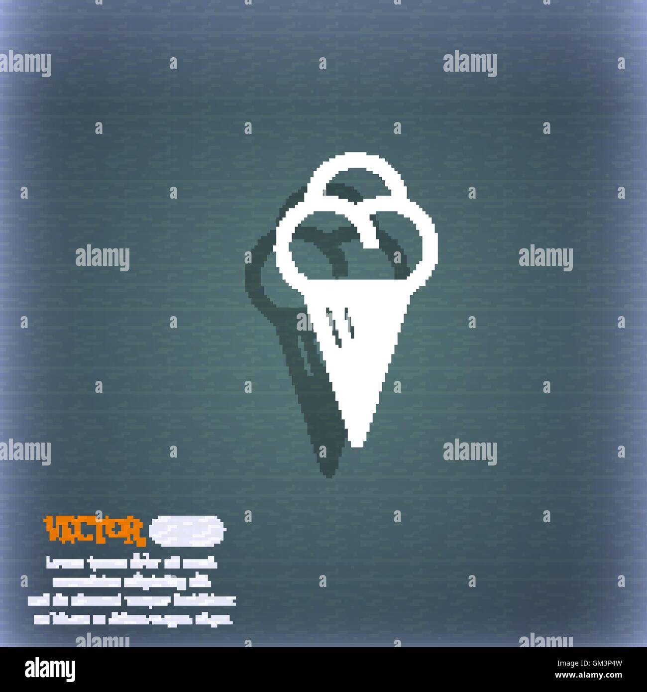 ice cream icon symbol on the blue-green abstract background with shadow ...