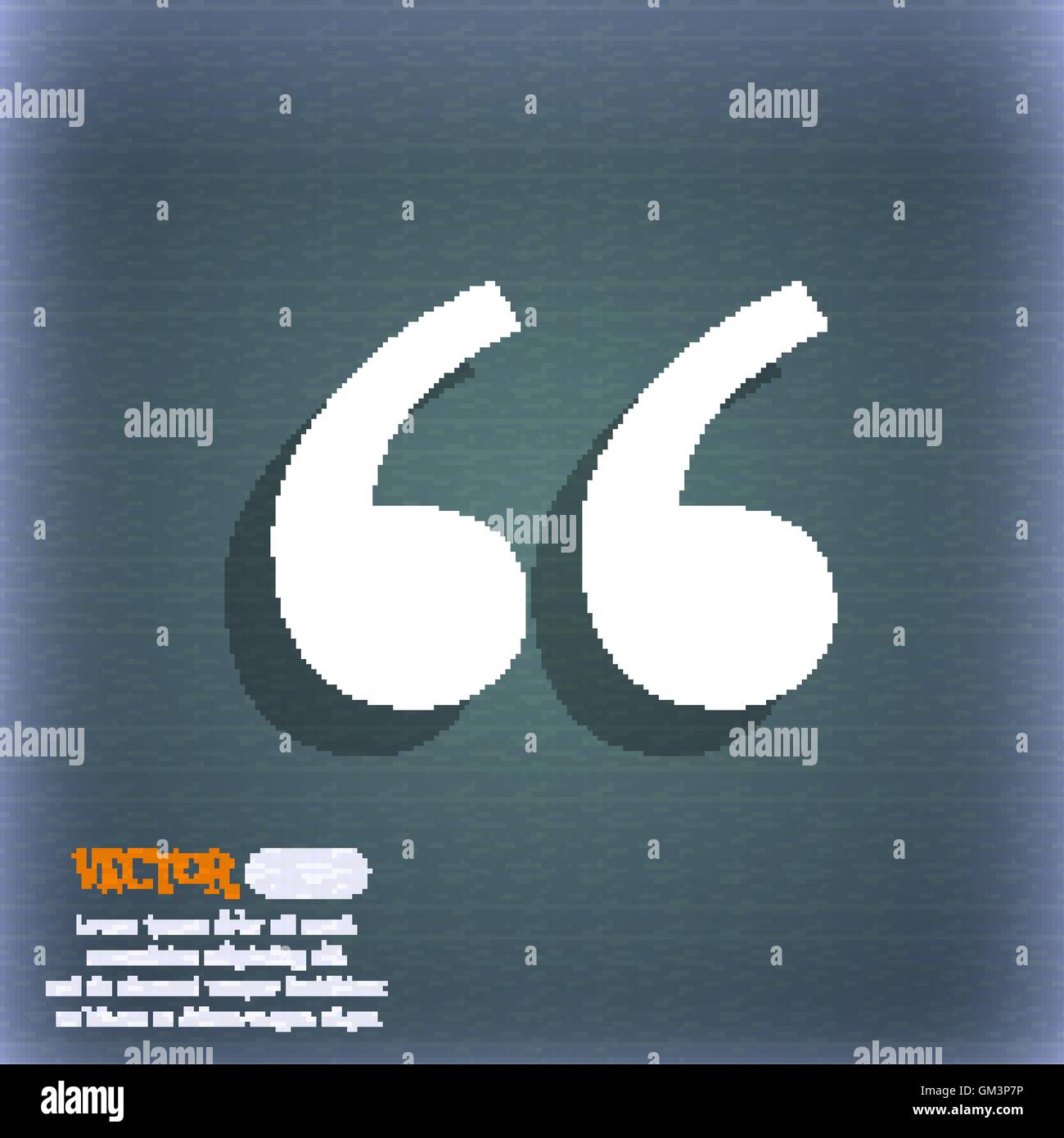 Double quotes at the beginning of words icon symbol on the blue-green ...