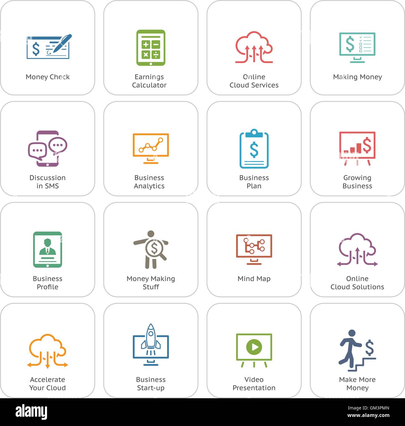 Colored startup icons business hi-res stock photography and images - Alamy