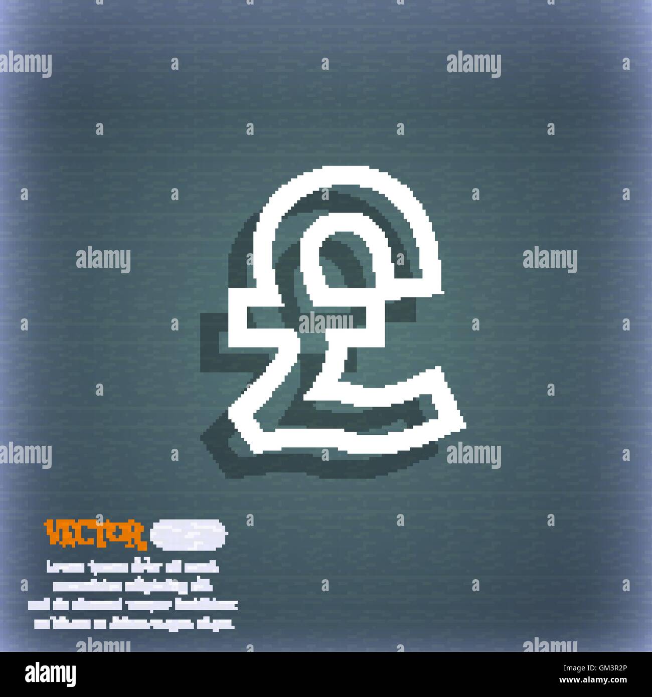 Pound Sterling icon symbol on the blue-green abstract background with ...